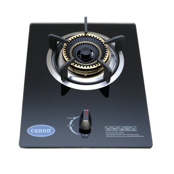 Buy Canon 1 Burner Gas Hob with Brass Cap & Glass Panel – Canon Home ...